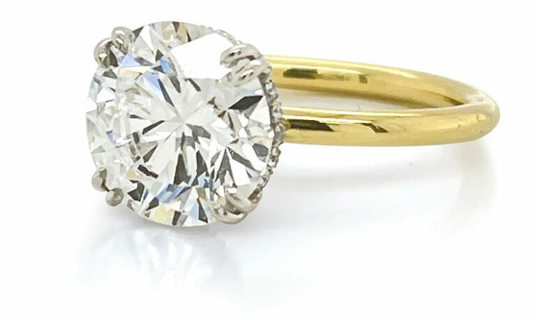 Double Prong Round Engagement Ring Los Angeles | Peter Norman