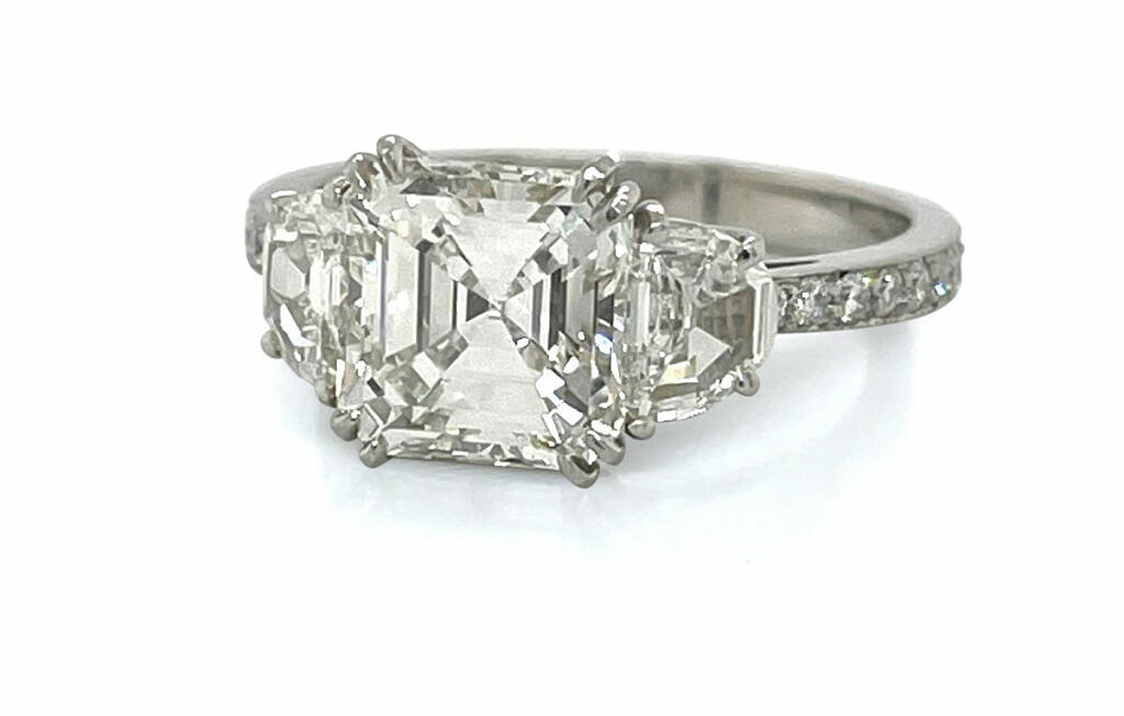 Three Stone Asscher-Cut Ring Los Angeles | Peter Norman
