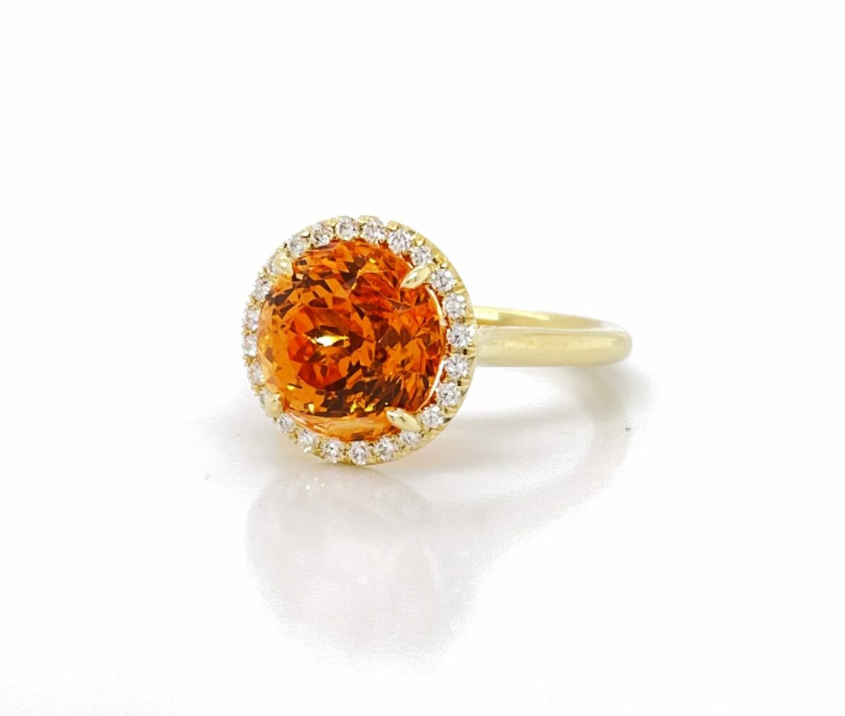 Spessartite Garnet Ring with Diamond Details Los Angeles Peter Norman