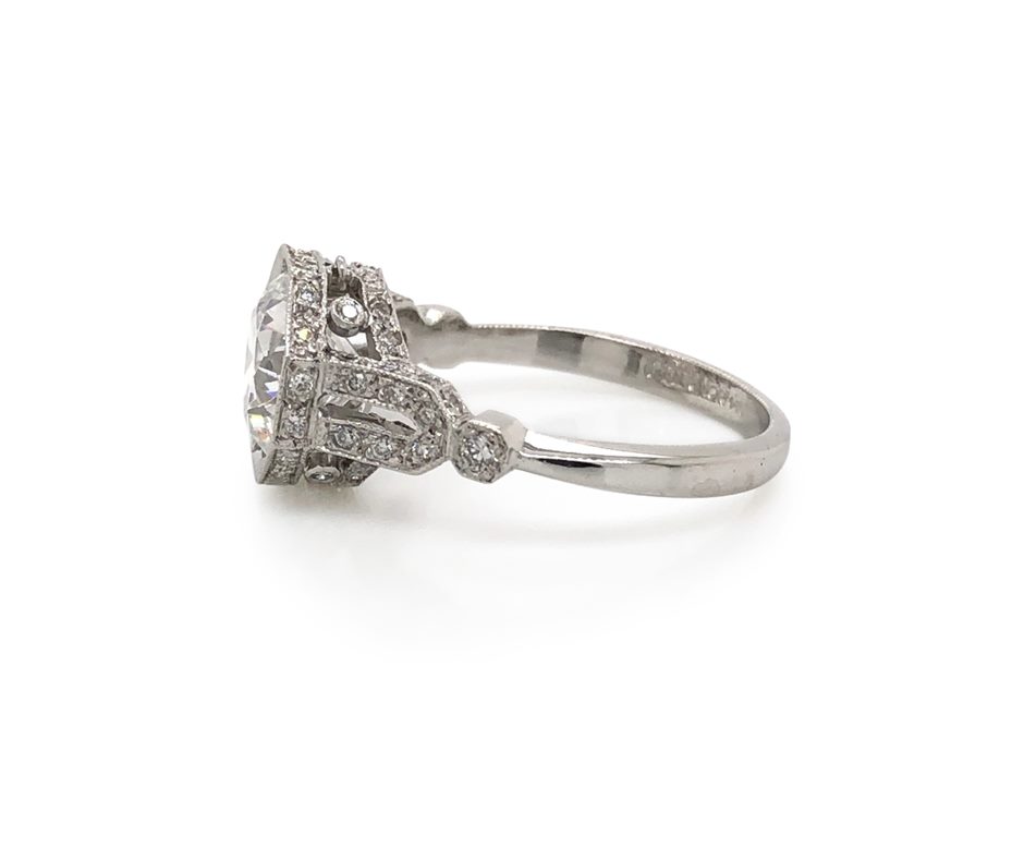 Round Diamond Ring in Octagonal Frame Los Angeles | Peter Norman