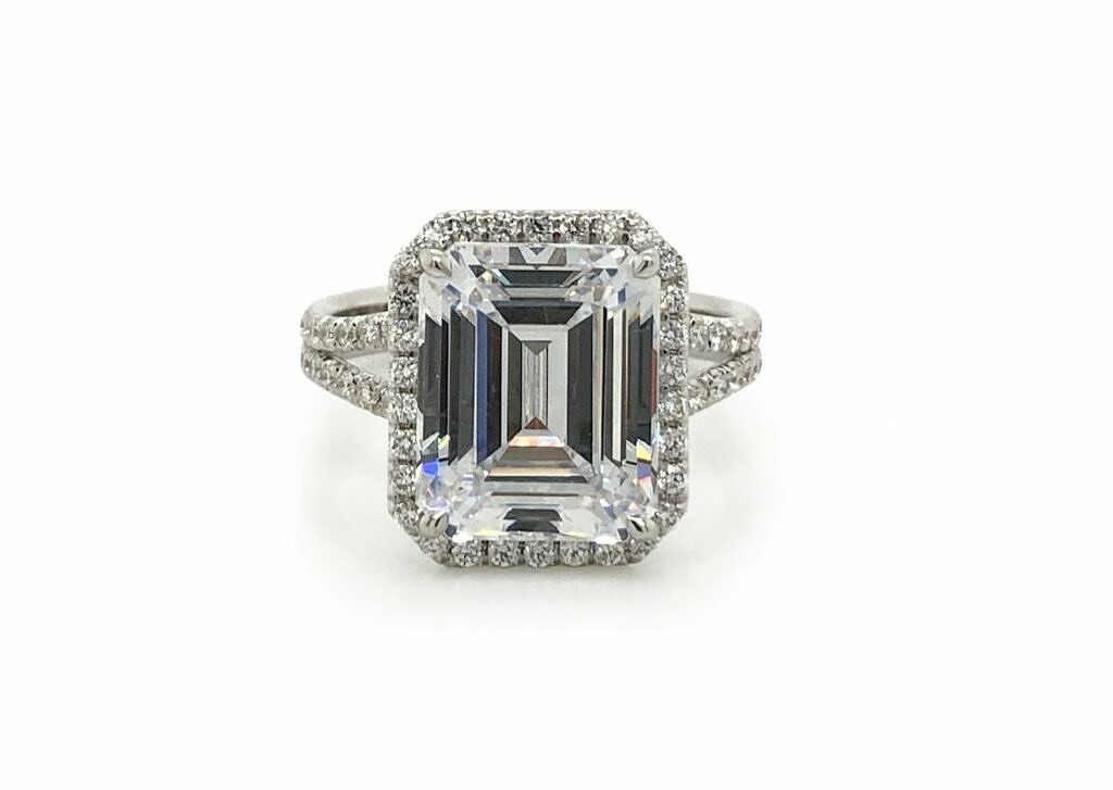 Emerald-Cut Engagement Ring with Split Shank Los Angeles | Peter Norman