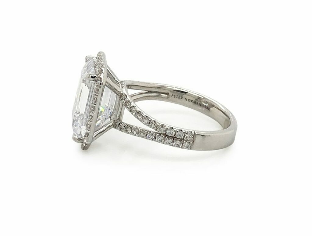 Emerald-Cut Engagement Ring with Split Shank Los Angeles | Peter Norman