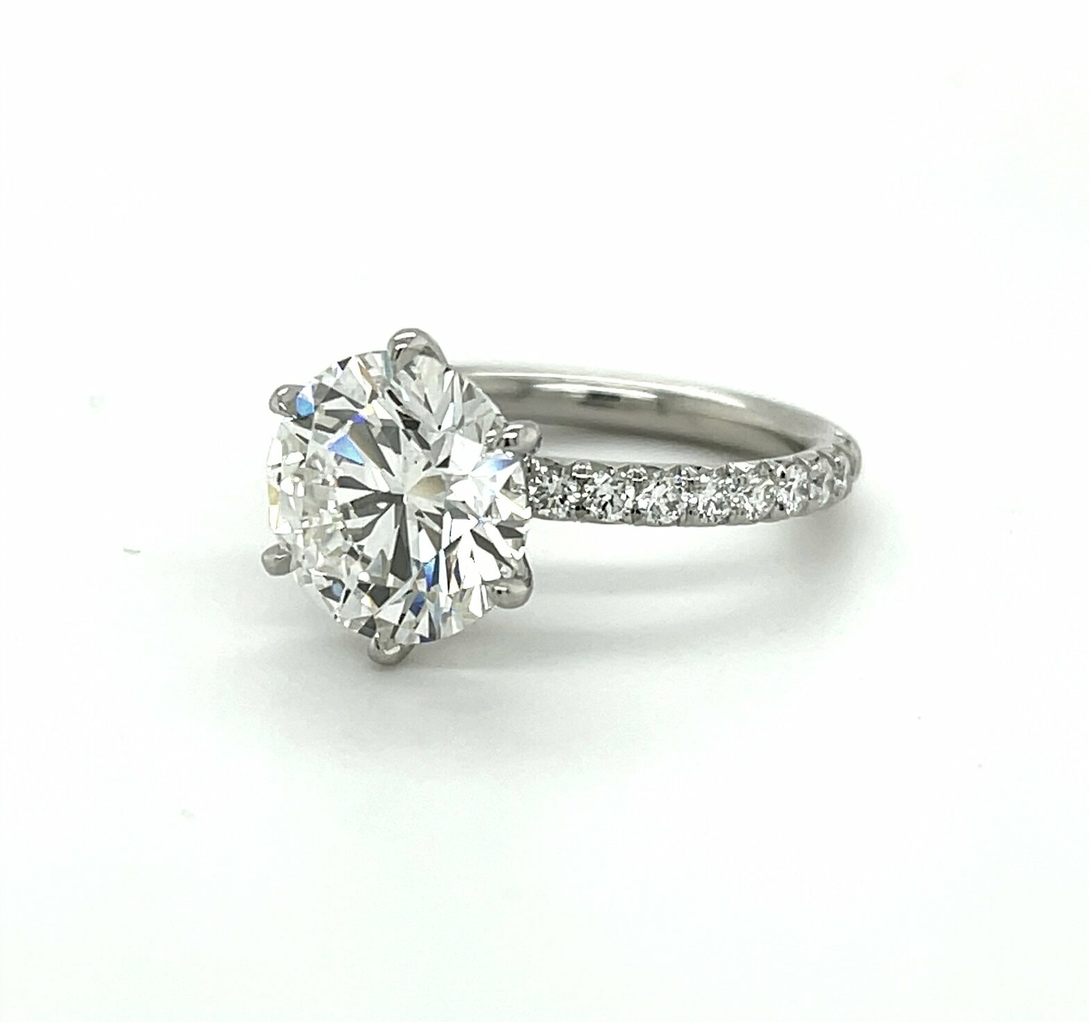 Round Brilliant-Cut Engagement Ring in a Six-Prong Setting Los Angeles ...