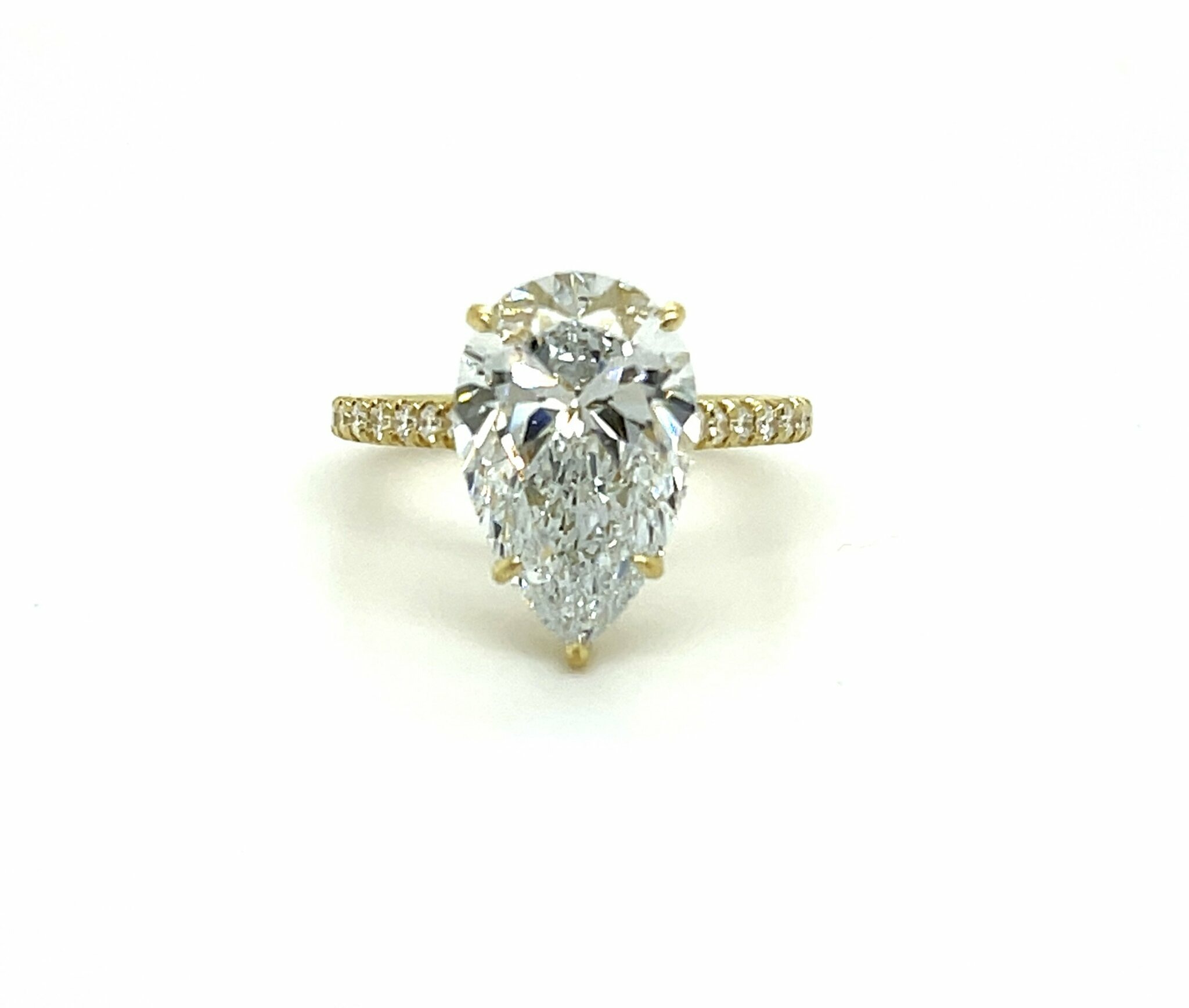 Yellow Gold Pear-Shaped Engagement Ring with Hidden Halo Los Angeles ...