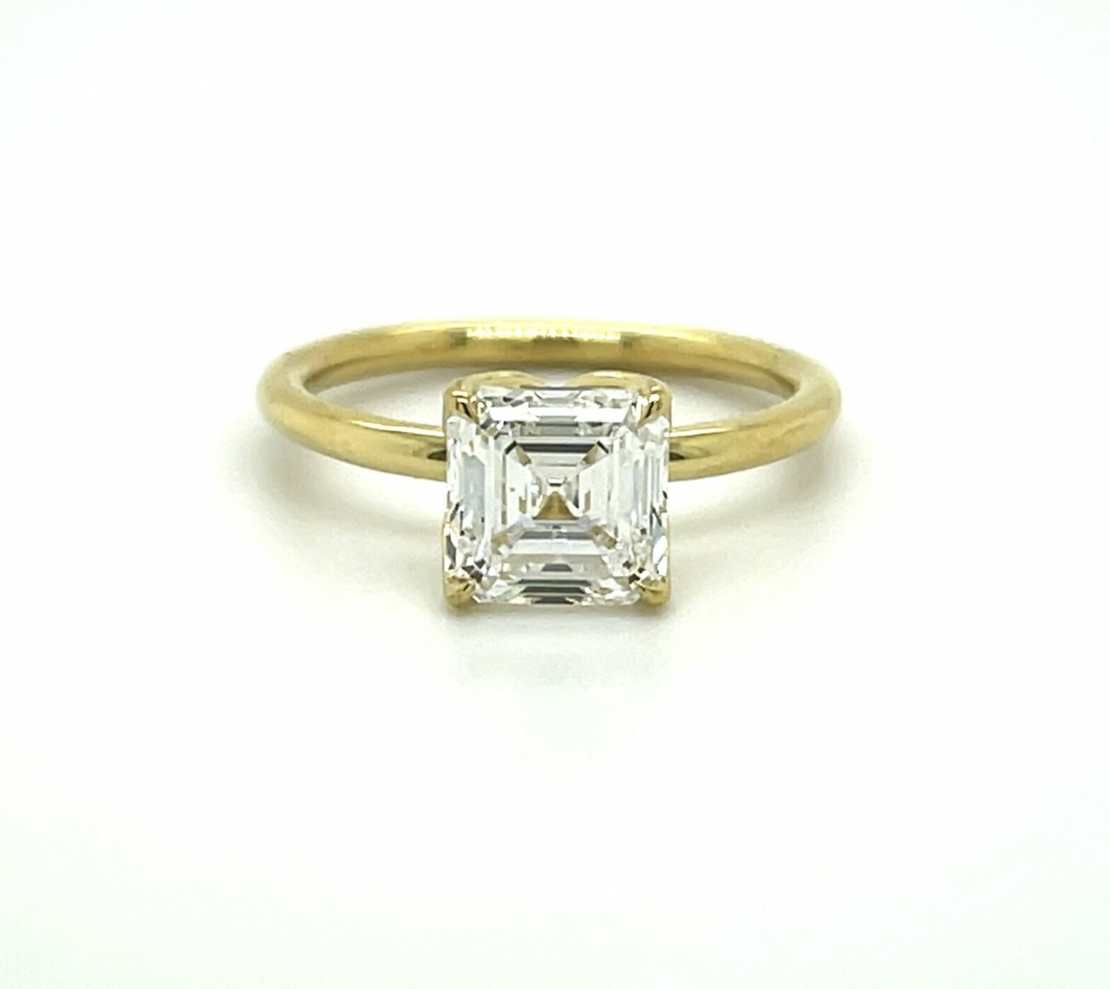Asscher-Cut Diamond Ring in a Yellow Gold Setting Los Angeles Peter Norman