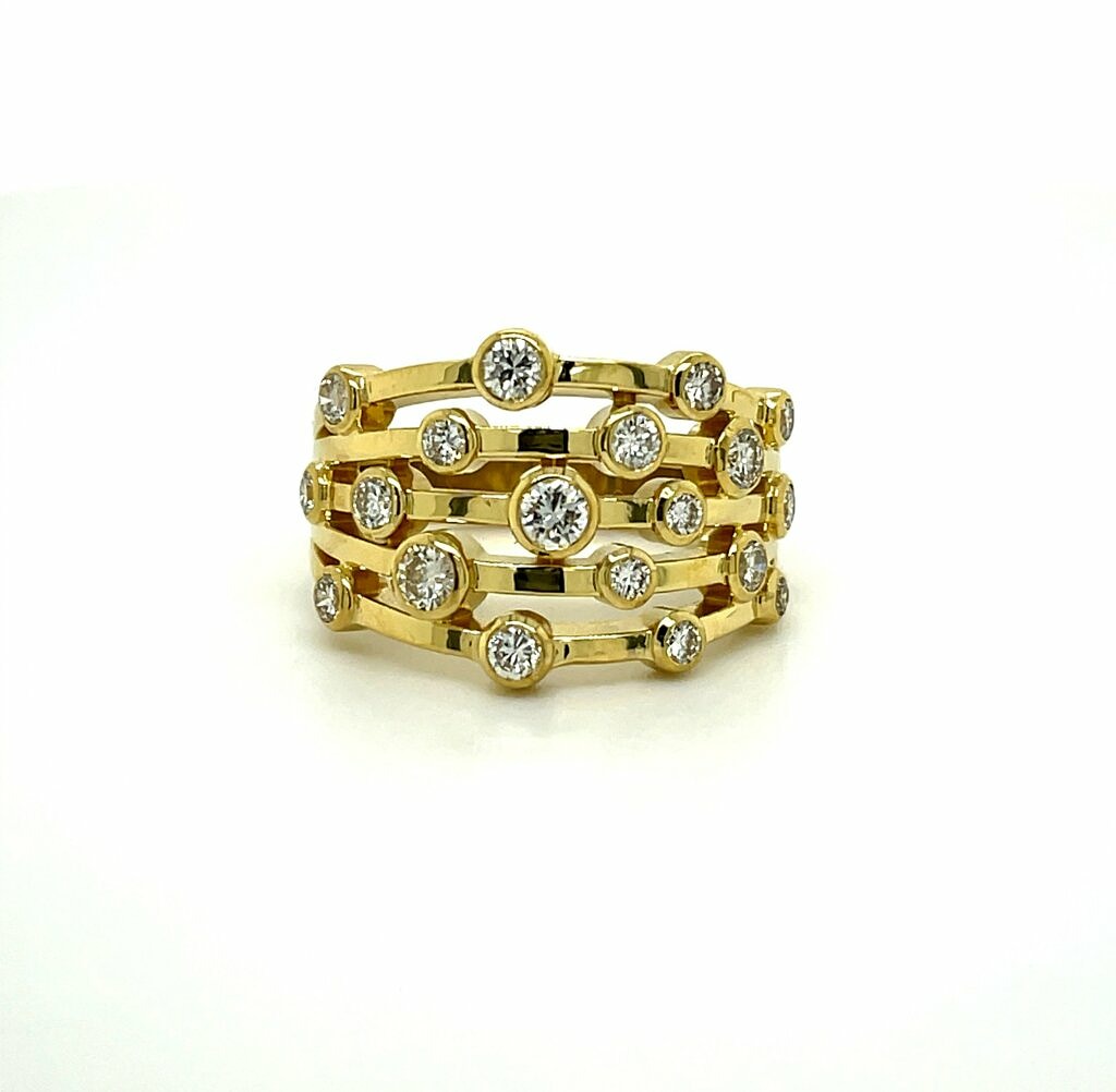 Multi-Row Round Bezel Diamond Ring Los Angeles Peter Norman