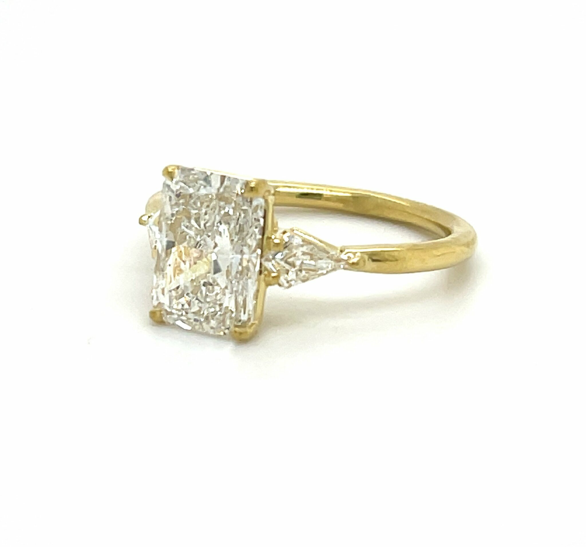 Radiant-Cut Diamond Engagement Ring with Kite Side Stones Los Angeles ...