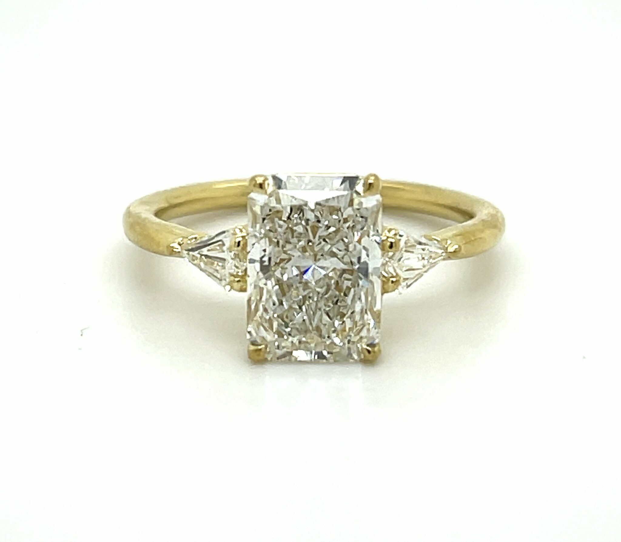 Radiant-Cut Diamond Engagement Ring with Kite Side Stones Los Angeles ...