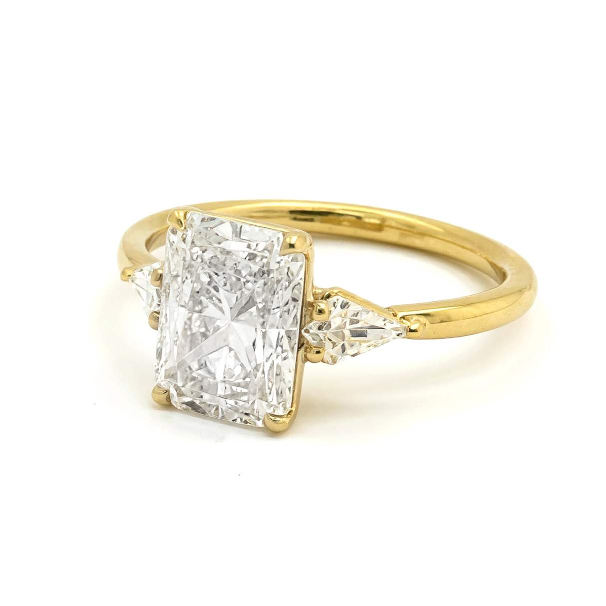 Radiant-Cut Diamond Engagement Ring with Kite Side Stones Los Angeles ...
