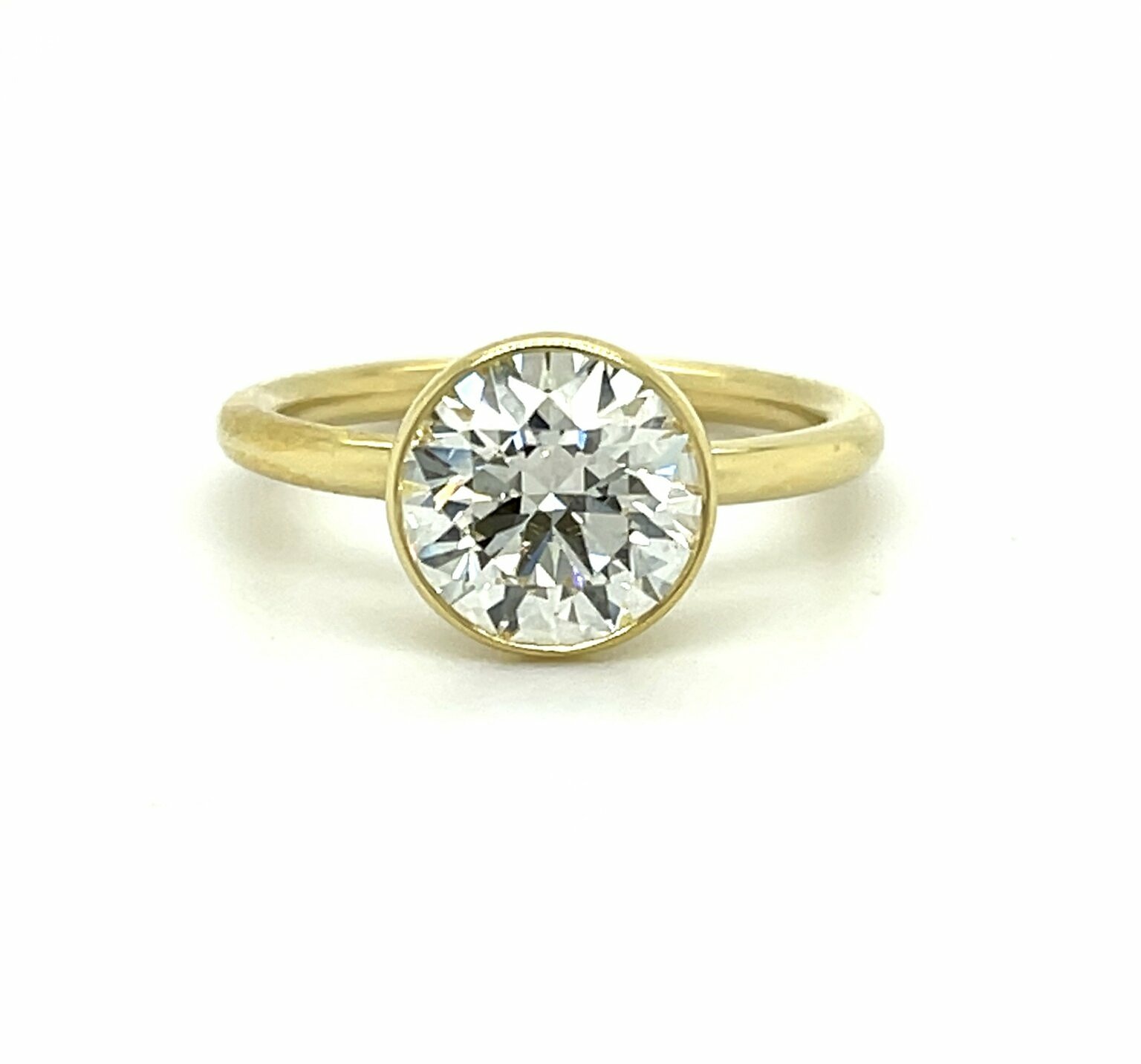 Bezel-Set Round Diamond Engagement Ring Los Angeles Peter Norman