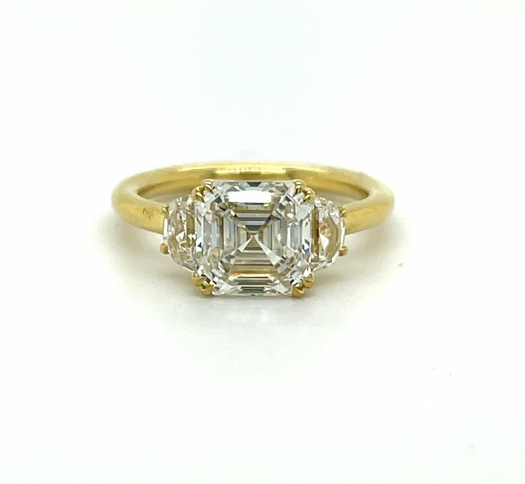 Three-Stone Asscher-Cut Engagement Ring Los Angeles | Peter Norman