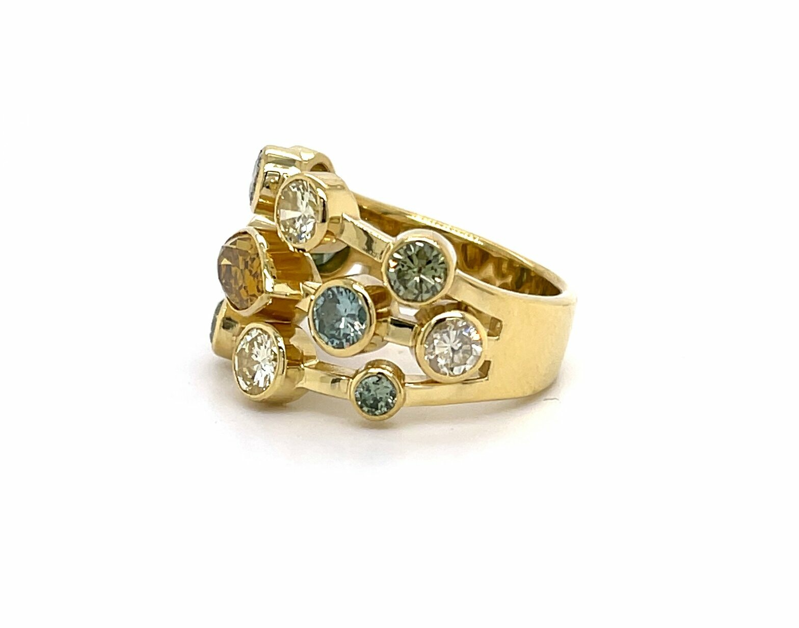 Bezel-Set Multi-Colored Diamond Ring Los Angeles Peter Norman