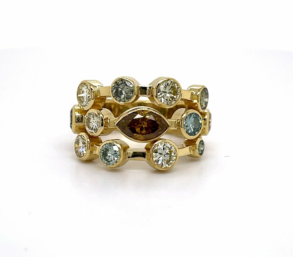 Bezel-Set Multi-Colored Diamond Ring Los Angeles | Peter Norman