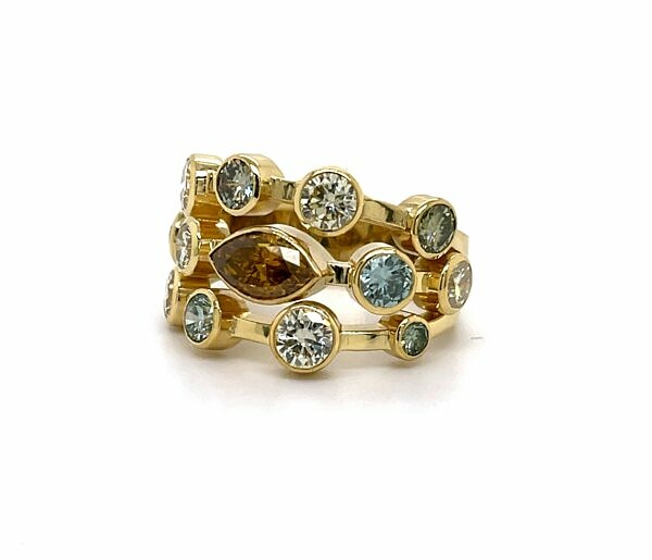 Bezel-Set Multi-Colored Diamond Ring Los Angeles | Peter Norman