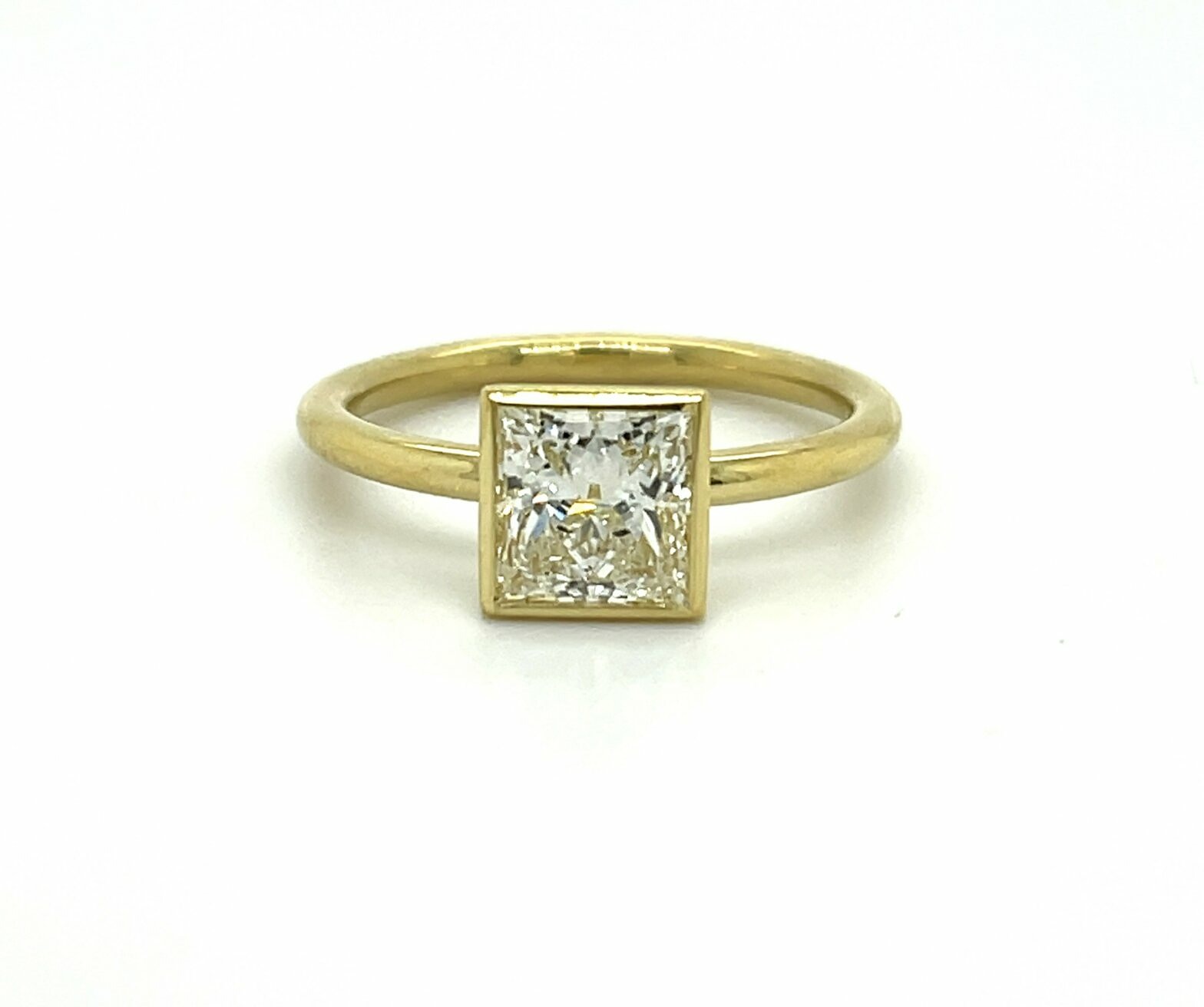 Bezel-Set Princess-Cut Engagement Ring Los Angeles | Peter Norman