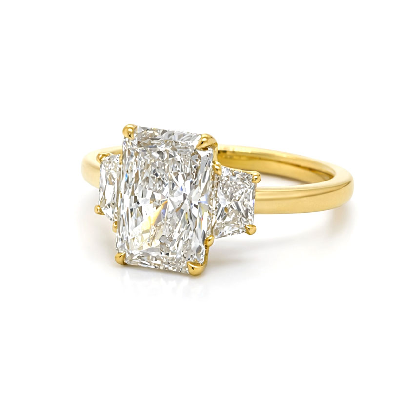 Three-Stone Radiant-Cut and Trapezoid Engagement Ring Los Angeles Peter ...