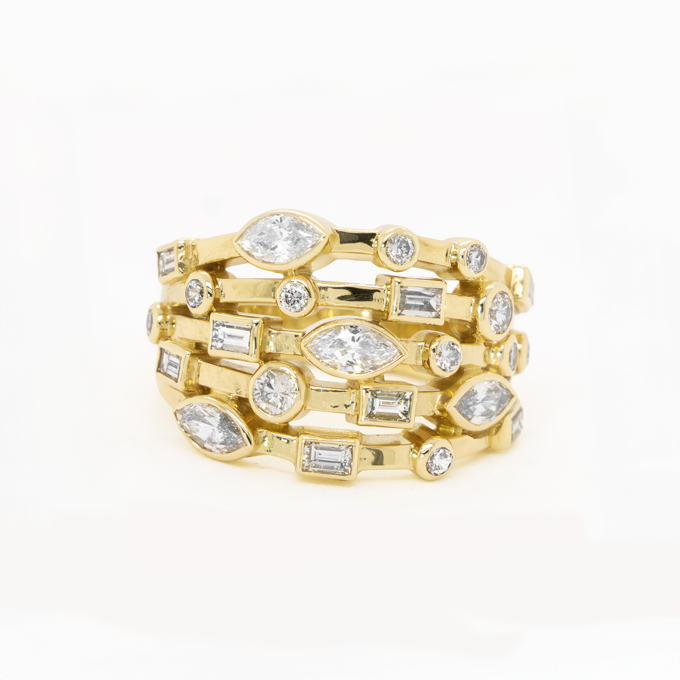 Bezel-Set Multi-Shape Diamond Ring Los Angeles Peter Norman