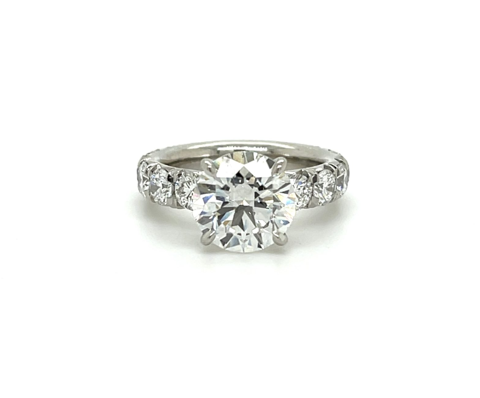 Round Diamond Engagement Ring with a Wide Diamond Band Los Angeles ...