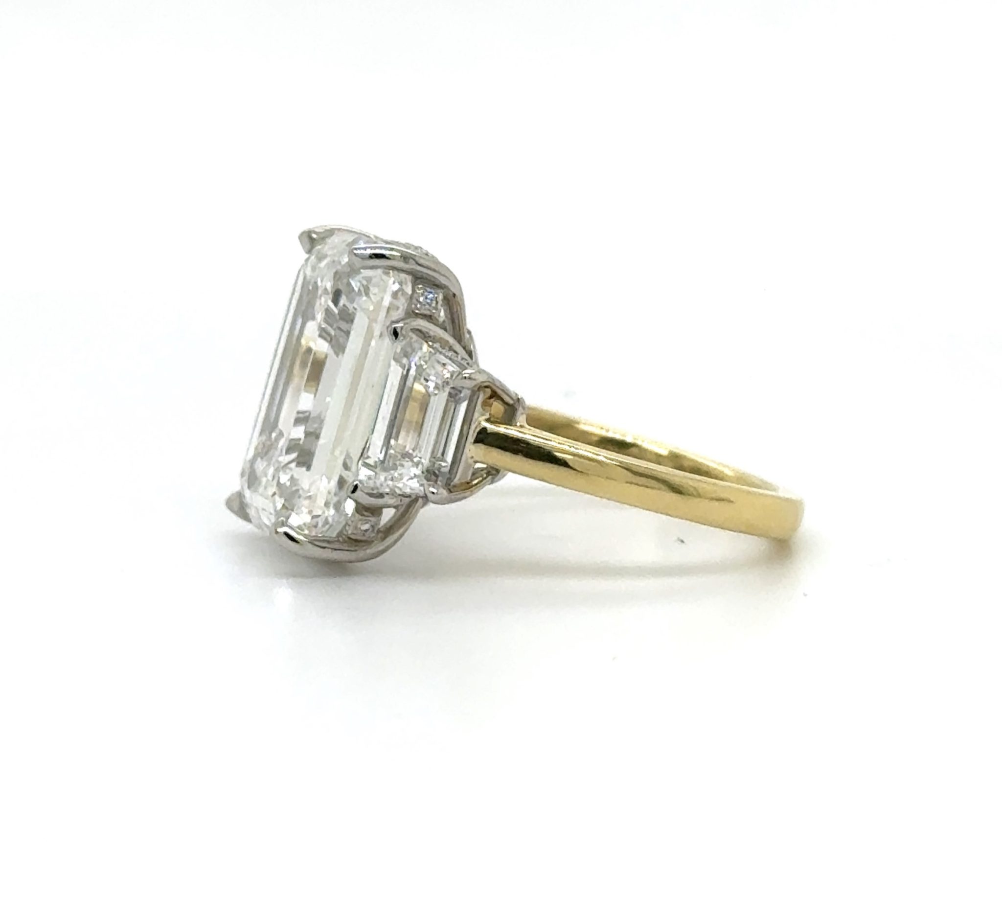 Two-Tone Emerald-Cut and Trapezoid Engagement Ring Peter Norman