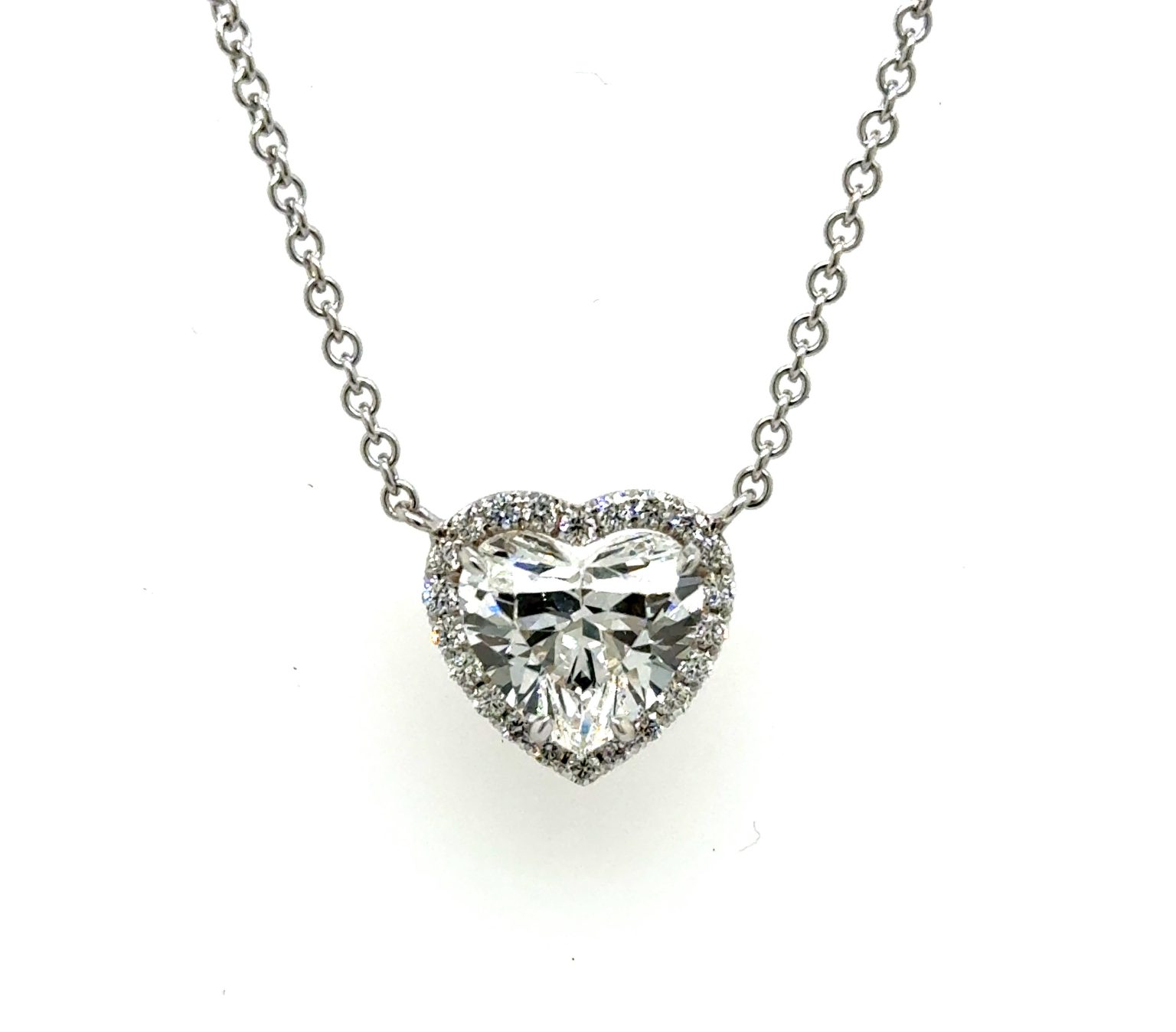 Heart-Shaped Diamond Necklace with a Diamond Halo | Peter Norman