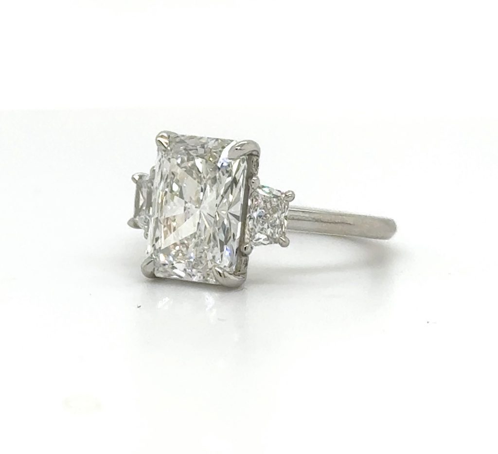 Radiant-Cut Engagement Ring with Trapezoid Side Stones | Peter Norman