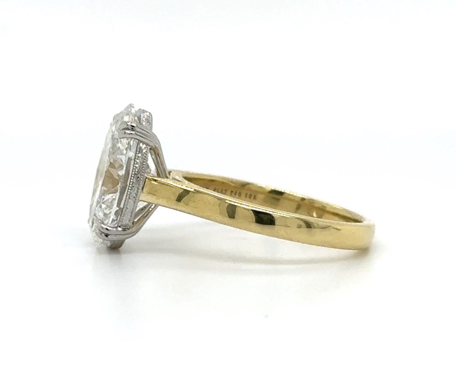 Two-Tone Oval-Cut Engagement Ring with Engraving | Peter Norman