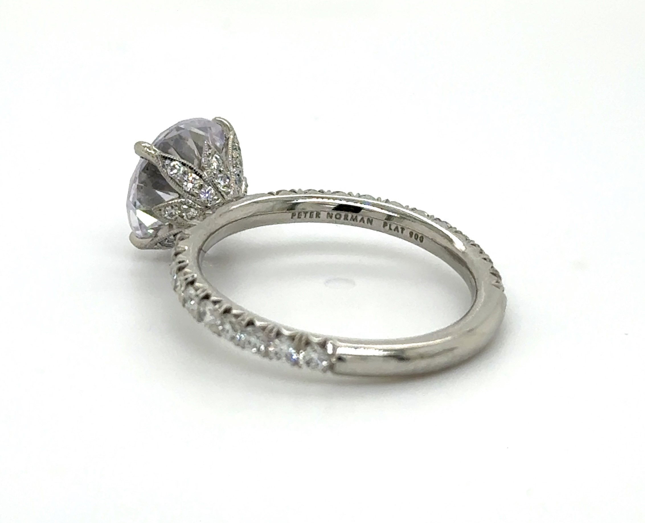 Round Brilliant-Cut Engagement Ring with Diamond Floral Prongs | Peter ...