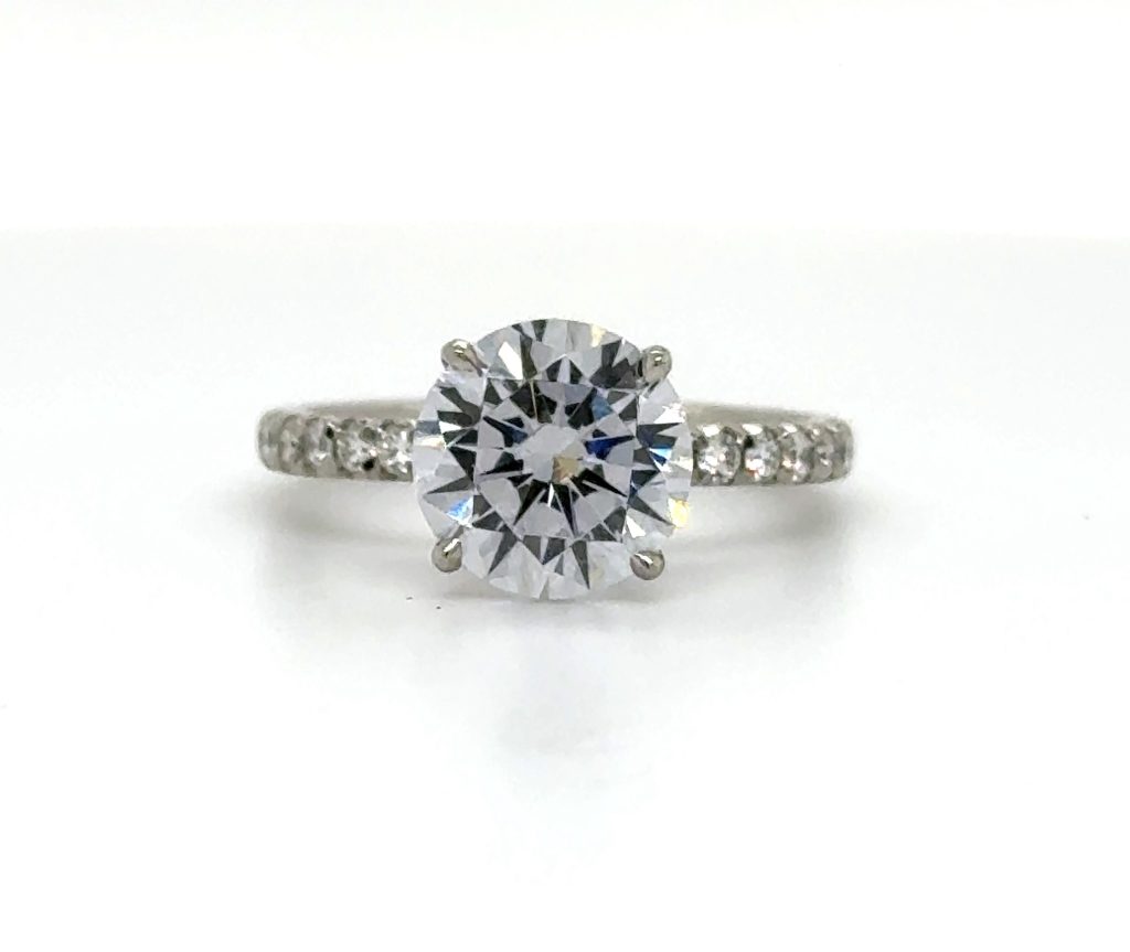 Round Brilliant-Cut Engagement Ring with Diamond Floral Prongs | Peter ...