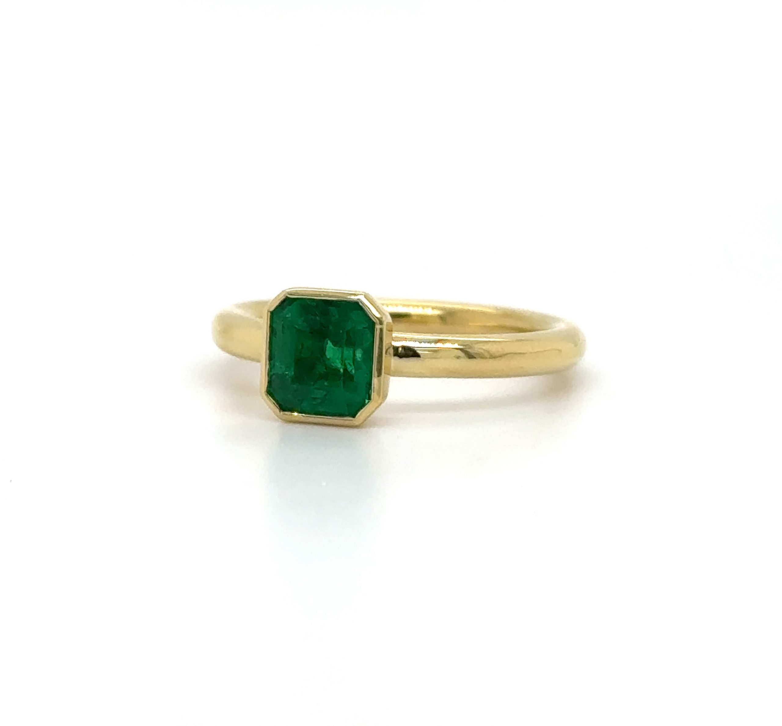 Asscher-Cut Emerald Bezel Ring Peter Norman
