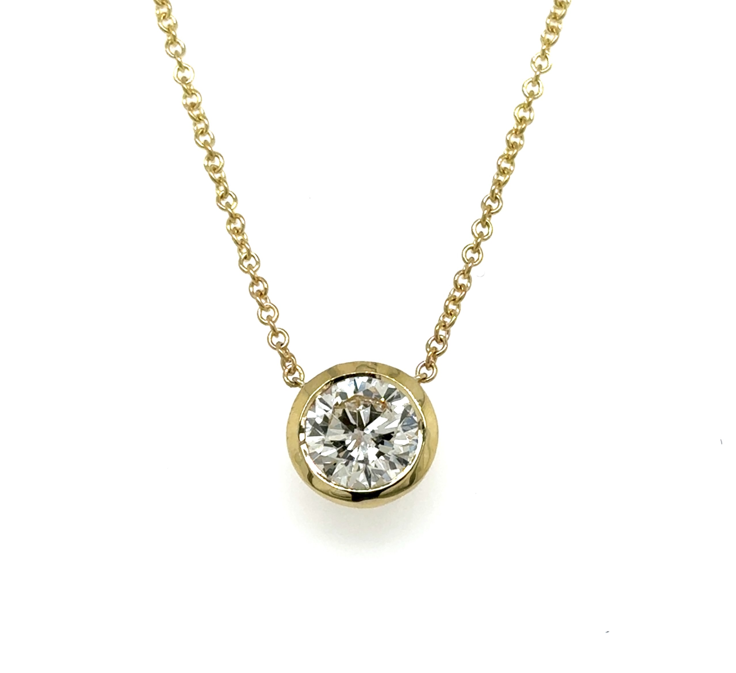 Round Diamond Bezel Necklace Peter Norman