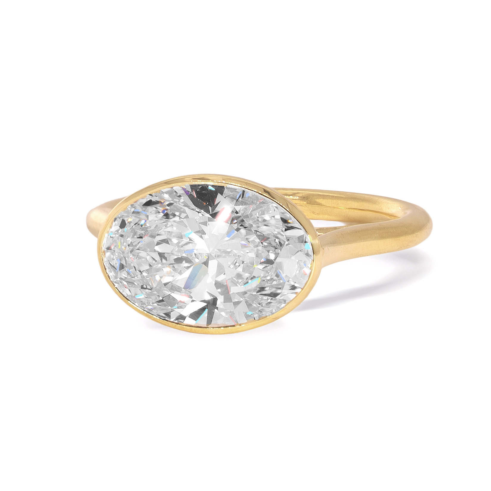 Bezel-Set East-West Oval Solitaire | Peter Norman